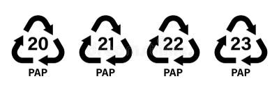 Paper Recycling Codes Vector Icon Set. Paper Cardboard Boxes Recycling ...