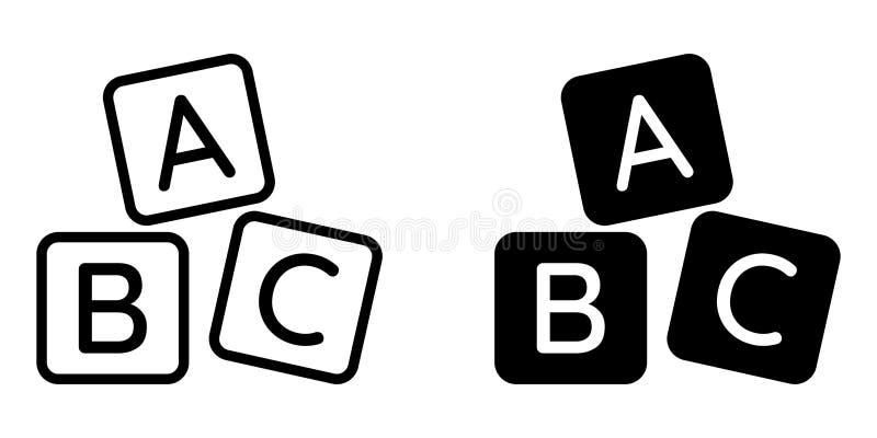 ABC Alphabet Blocks Vector Icon Set. School Child Education Minimalist ...