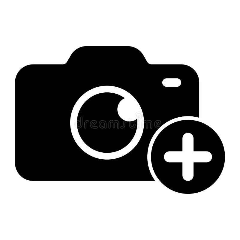 Add Picture or Photo Vector Icon. Simple Style Camera with Plus Sign ...