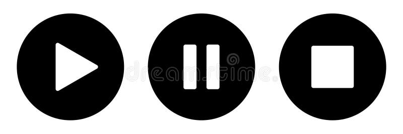 Play, Pause and Stop Button Vector Icon Set. Media, Video or Music ...