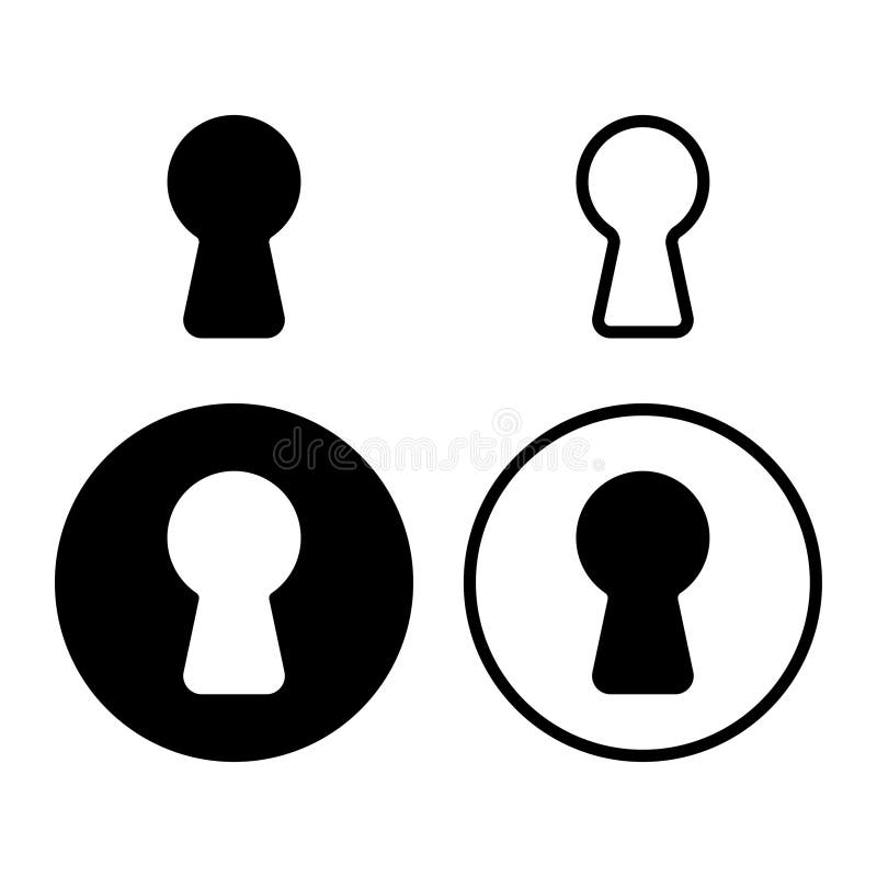 Keyhole Vector Icon Set. Door Key Hole Symbol. Trendy Flat and Line Art ...
