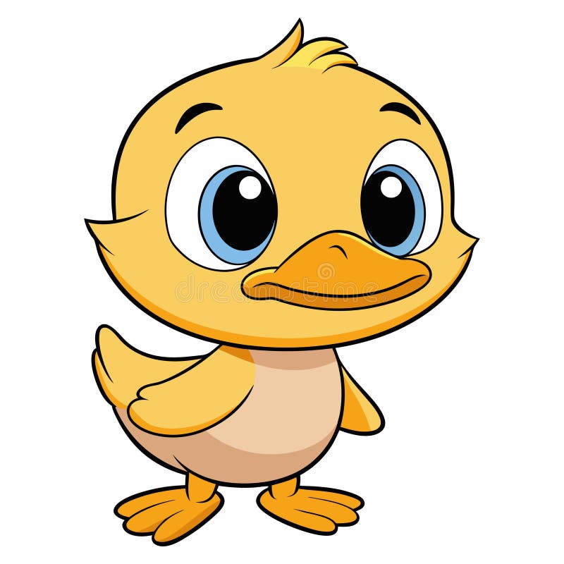 Cheerful Yellow Duckling Cartoon Character Art & Illustration Stock ...