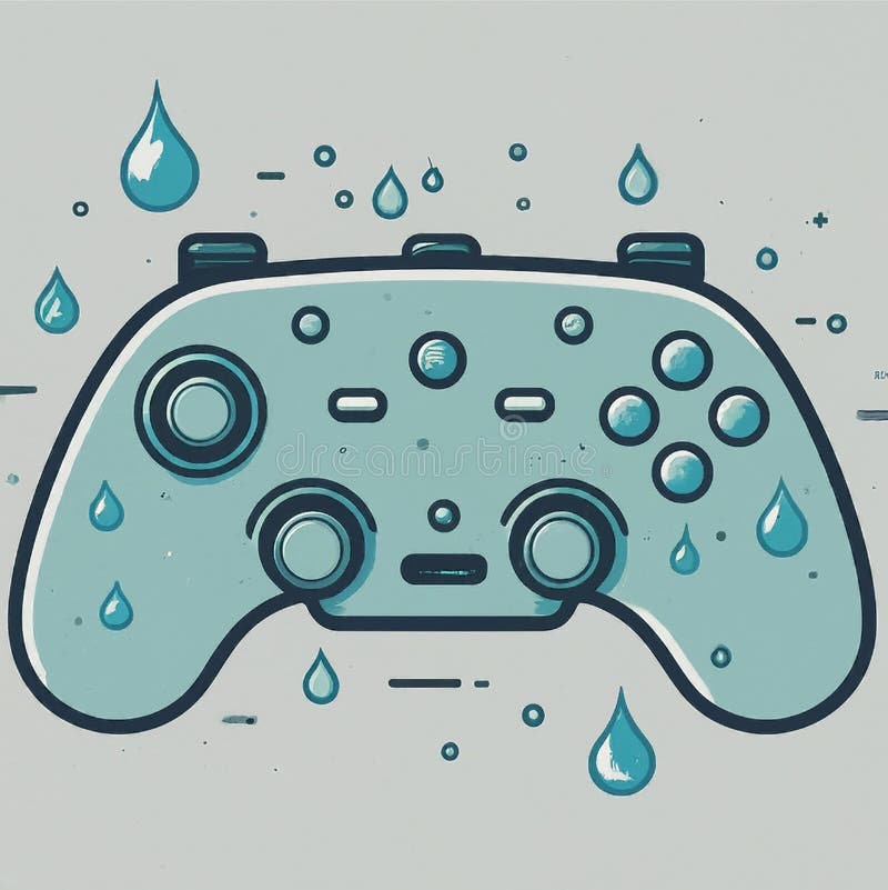 Hand Drawn Illustration with a Yellow Gaming Controller in Vector Shape ...