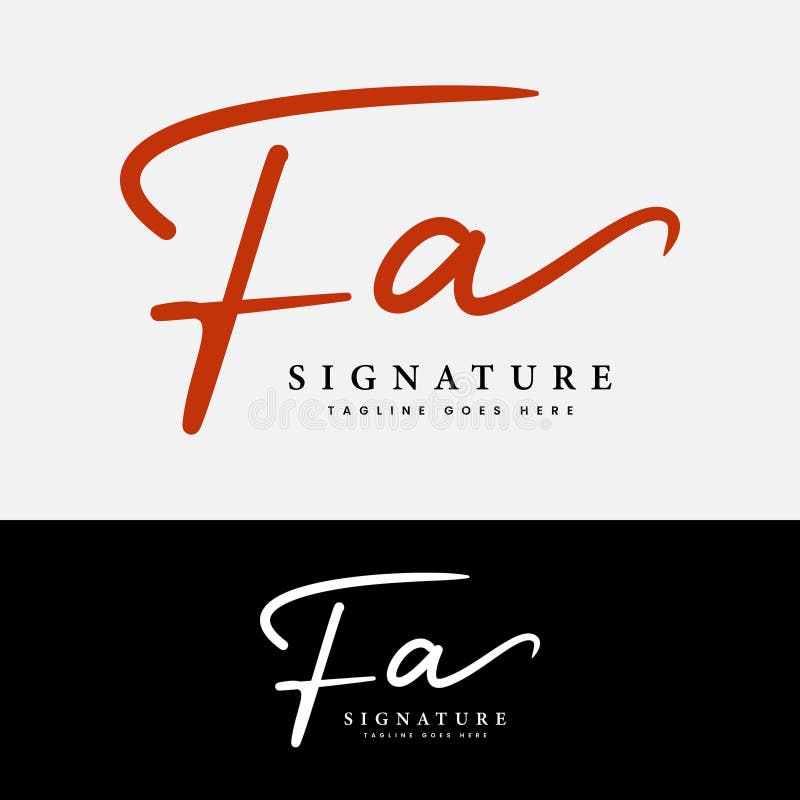 F, a, FA Initial Letter Logo. Alphabet FA Handwritten Signature Logo ...