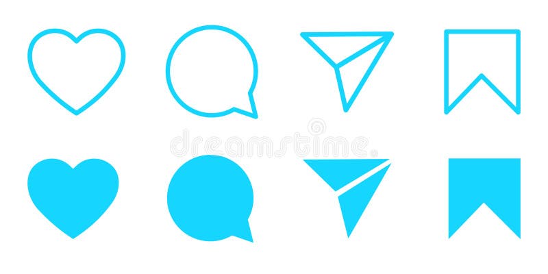 Like, Love, Comment, Share, Save Icon Set Vector Illustration Stock ...