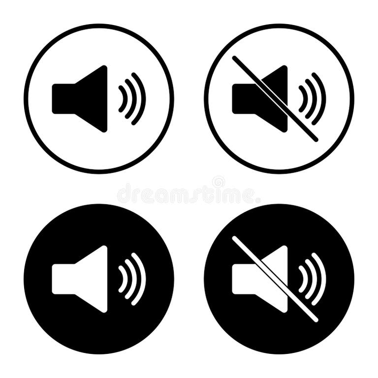 Speaker Vector Icon Set. Loudspeaker Symbol. Mute and Unmute Volume ...