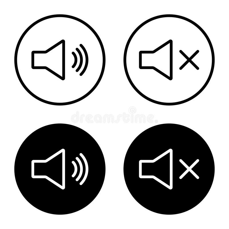 Speaker Vector Icon Set. Loudspeaker Symbol. Mute and Unmute Volume ...