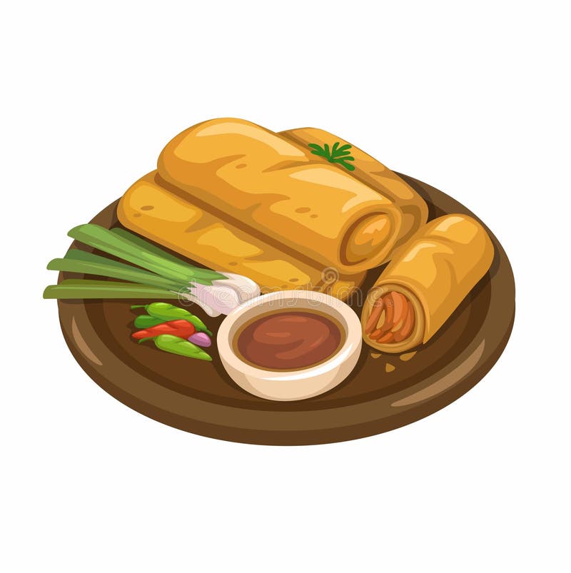 Lumpia Traditional Food from Indonesia Llustration Vector Stock Vector ...