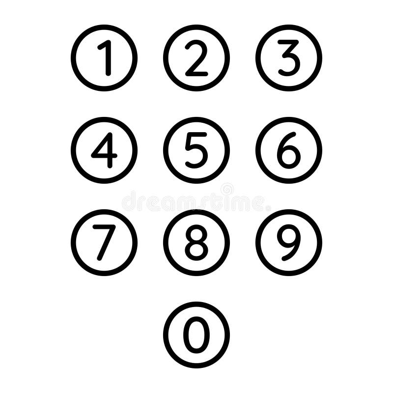 Number Symbol Vector Icon Set. Numbers in Circle. Pictogram Collection ...