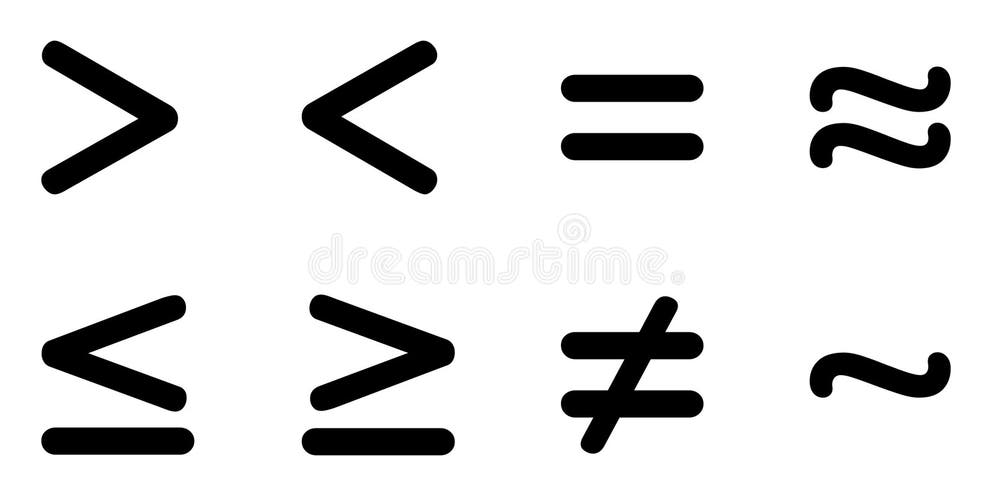 Comparison Symbol Vector Icon Set. less, Greater Than or Equal To ...
