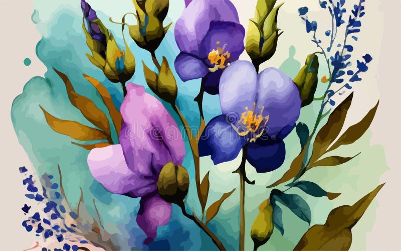 Watercolor Illustration of Aconitum Napellus, Botanical Illustration ...