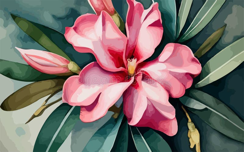 Watercolor Illustration of Adenium Flower, Botanical Illustration ...