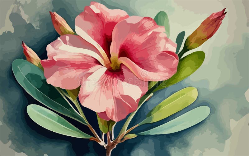 Adenium Botanical Illustration with Desert Rose and Anatomical Details ...