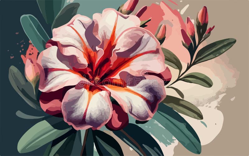 Watercolor Illustration of Adenium Flower, Botanical Illustration ...