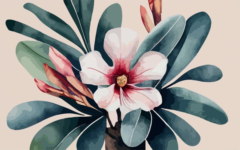 Watercolor Illustration of Adenium Flower, Botanical Illustration ...