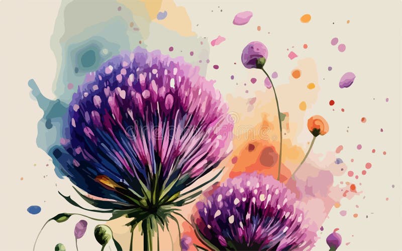 Watercolor Illustration of Allium Flower, Botanical Illustration ...