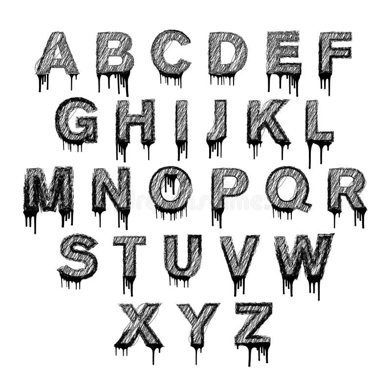 Graffiti Font, Rough Edge Graffiti Font, Dripping Font Stock Vector ...