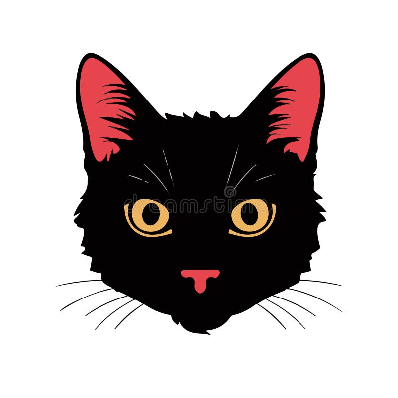 Cat Black Head Vector Art Design Stock Vector - Illustration of fashion ...