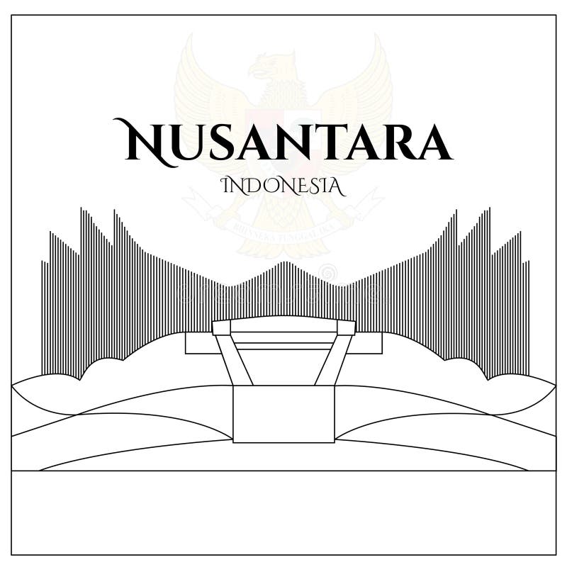 The Nusantara Capital City IKN Indonesia Background Line Stock Vector ...