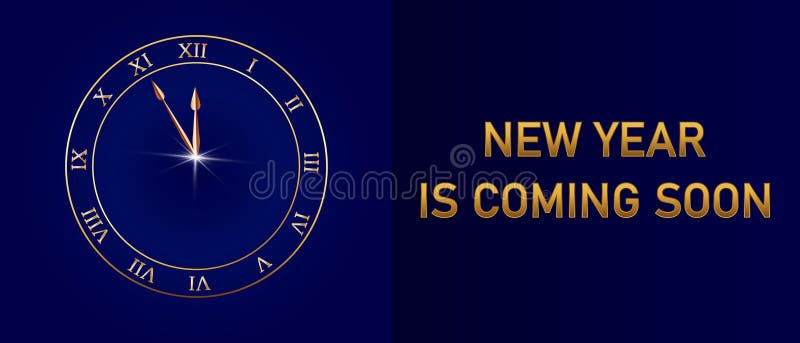 Elegant New Year Countdown Card with Golden Clock Design and Festive ...