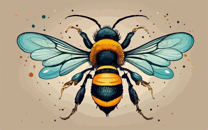 Watercolor Illustration of Bee, Botanical Illustration, Flowers ...