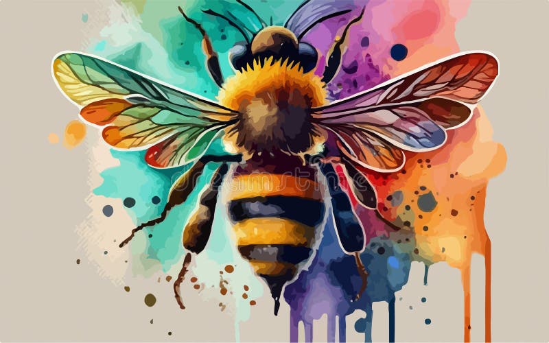 Watercolor Illustration of Bee, Botanical Illustration, Flowers ...