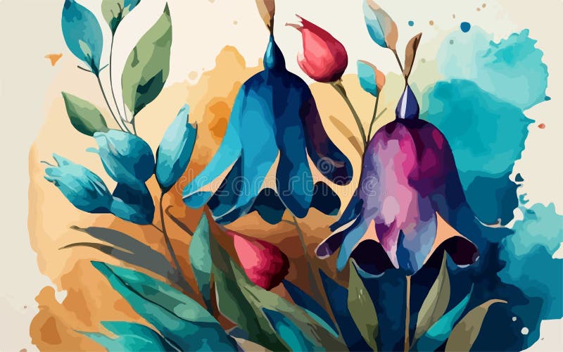 Watercolor Illustration of Blue Bell, Botanical Illustration, Flowers ...
