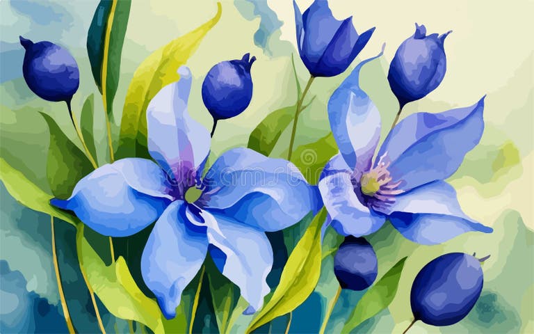 Watercolor Illustration of Blue Bell, Botanical Illustration, Flowers ...