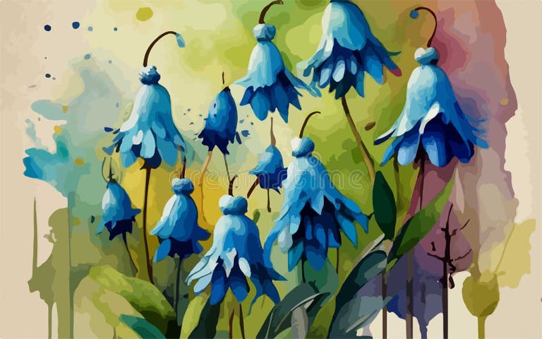 Watercolor Illustration of Blue Bell, Botanical Illustration, Flowers ...