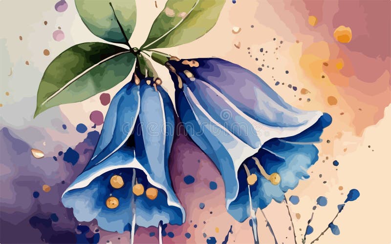 Watercolor Illustration of Blue Bell, Botanical Illustration, Flowers ...