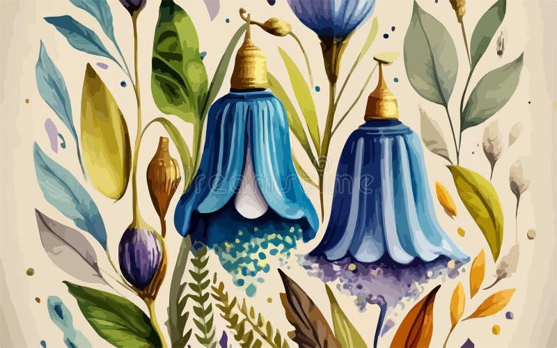 Watercolor Illustration of Blue Bell, Botanical Illustration, Flowers ...