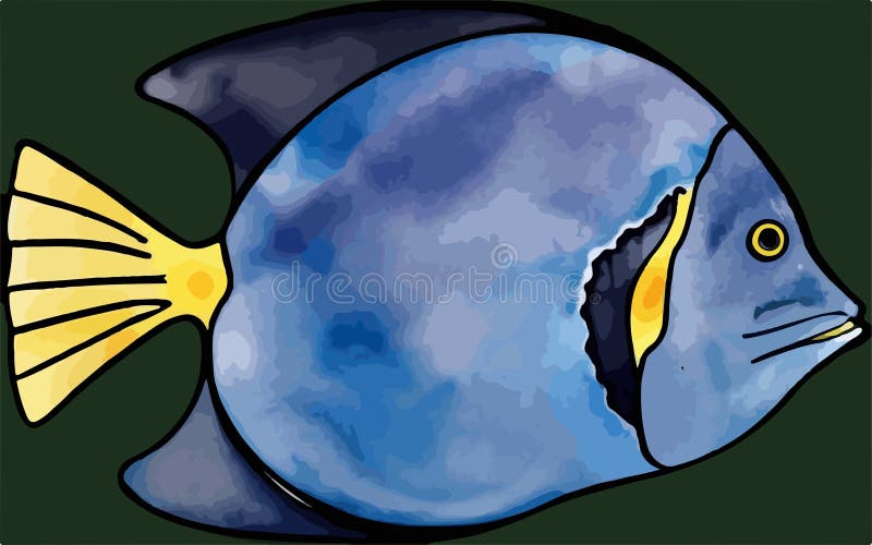 Watercolor Illustration of Blue Tang, Botanical Illustration, Flowers ...