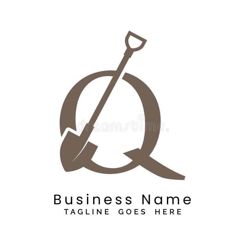 Letter Q Shovel Logo Design. Alphabet Q Construction Icon Stock Vector ...