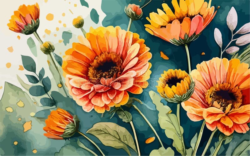 Watercolor Illustration of Calendula Flower, Botanical Illustration ...