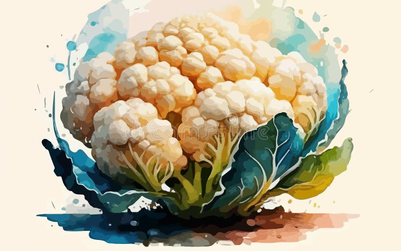 Watercolor Illustration of Cauliflower, Botanical Illustration, Flowers ...
