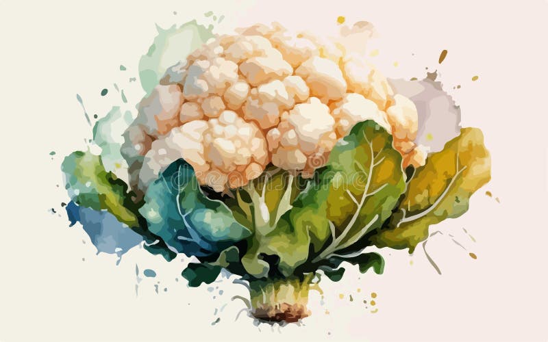 Watercolor Illustration of Cauliflower, Botanical Illustration, Flowers ...