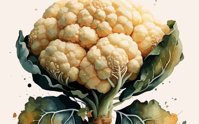 Watercolor Illustration of Cauliflower, Botanical Illustration, Flowers ...