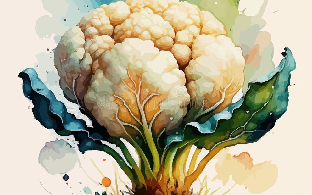 Watercolor Illustration of Cauliflower, Botanical Illustration, Flowers ...