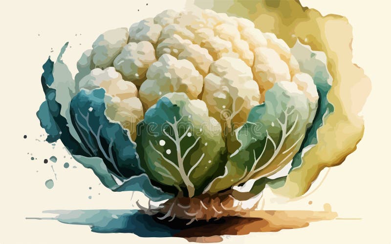 Watercolor Illustration of Cauliflower, Botanical Illustration, Flowers ...