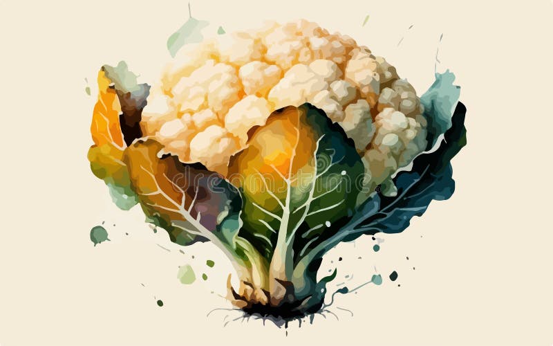 Watercolor Illustration of Cauliflower, Botanical Illustration, Flowers ...