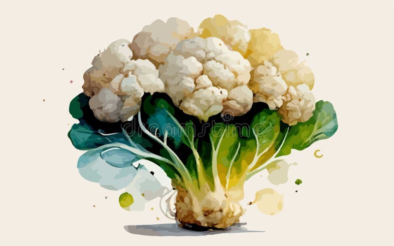 Watercolor Illustration of Cauliflower, Botanical Illustration, Flowers ...