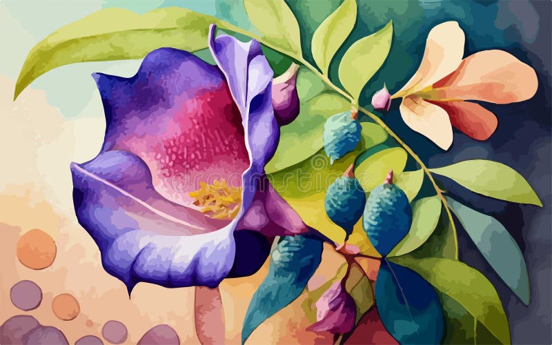 Watercolor Illustration of Clitoria Flower, Botanical Illustration ...
