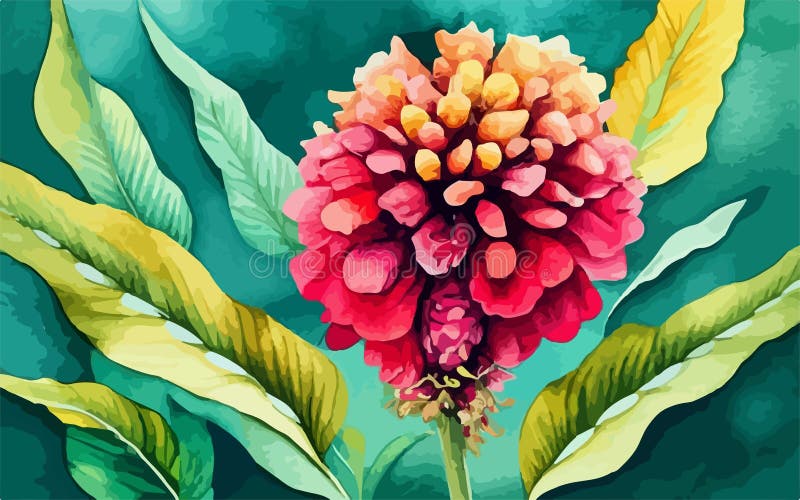 Watercolor Illustration of Cockscomb Flower, Botanical Illustration ...