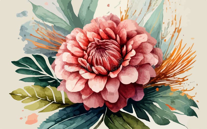 Watercolor Illustration of Cockscomb Flower, Botanical Illustration ...