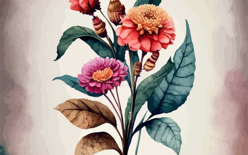 Watercolor Illustration of Cockscomb Flower, Botanical Illustration ...