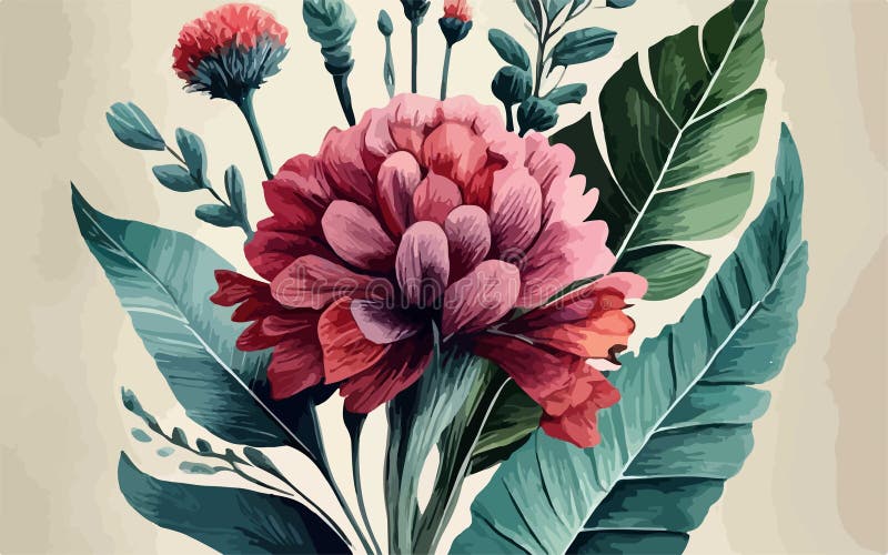 Watercolor Illustration of Cockscomb Flower, Botanical Illustration ...