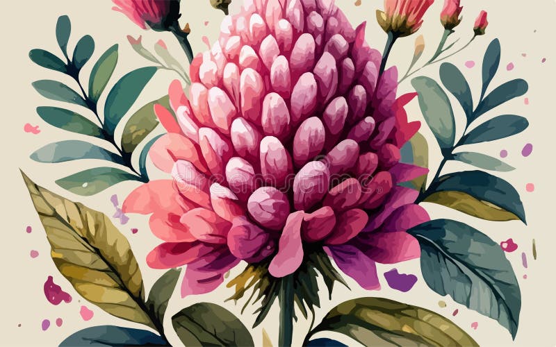 Watercolor Illustration of Cockscomb Flower, Botanical Illustration ...