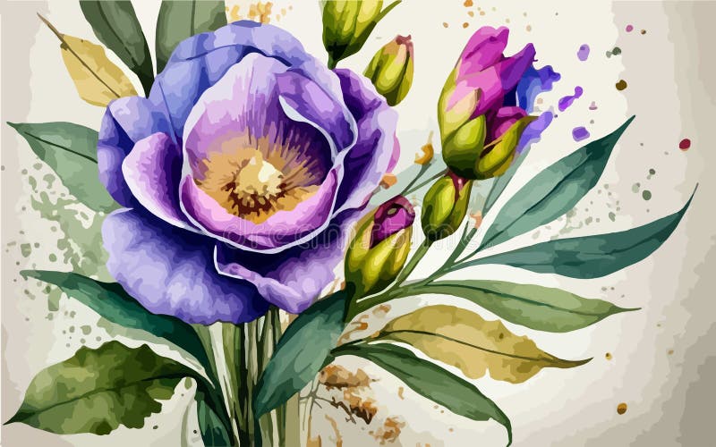 Watercolor Illustration of Lisianthus, Botanical Illustration, Flowers ...