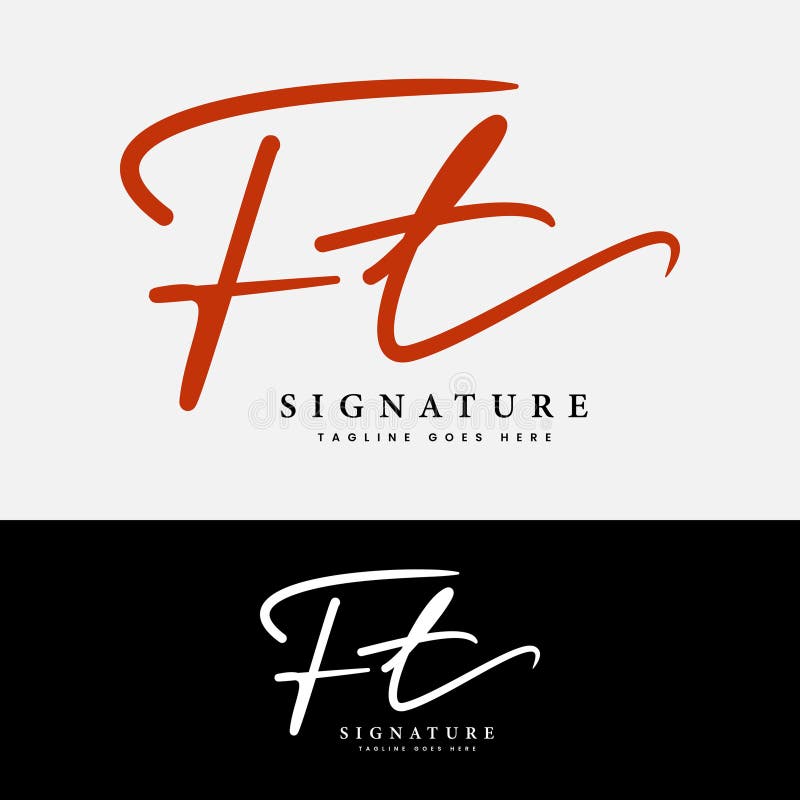 F, T, FT Initial Letter Logo. Alphabet FT Handwritten Signature Logo ...