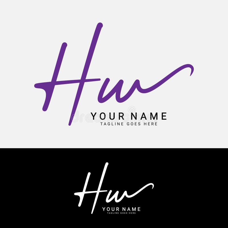 H, W, HW Initial Letter Logo. Alphabet HW Handwritten Signature Logo ...